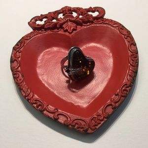 Other | Vintage Inspired Red Heart Jewelry Dish | Poshmark